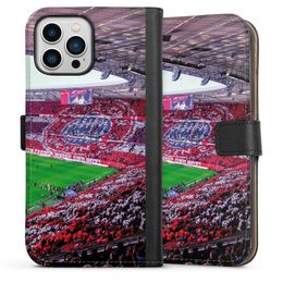 DeinDesign iPhone 13 Pro Max Handy Klapph&uuml;lle Handyh&uuml;lle aus Kunst Leder schwarz Flip Case Stadium Fcb Fc Bayern M&uuml;nchen Sideflip mit langer Lasche