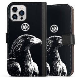 DeinDesign iPhone 13 Pro Max Handy Klapph&uuml;lle Handyh&uuml;lle aus Kunst Leder schwarz Flip Case Attila Official Licensed Product Eintracht Frankfurt Sideflip mit 