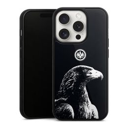 DeinDesign iPhone 15 Pro Handy Gallery Case Handyh&uuml;lle 9H Geh&auml;rtetes Glas R&uuml;ckseite H&uuml;lle Attila Official Licensed Product Eintracht Frankfurt Gallery Case