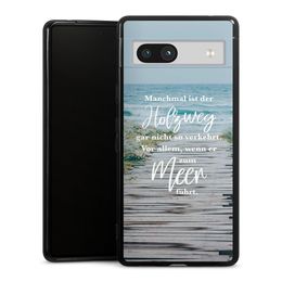 DeinDesign Google Pixel 7a Handy Silikon H&uuml;lle Case schwarz Handyh&uuml;lle Statement Beach Spruch
