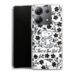 DeinDesign Xiaomi Redmi Note 13 5G Handy Silikon H&uuml;lle Case transparent Handyh&uuml;lle Peanuts Flowers Snoopy Silikon Case