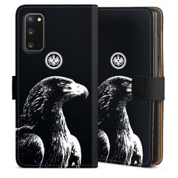 DeinDesign Galaxy S20 Handy Klapph&uuml;lle Handyh&uuml;lle aus Kunst Leder schwarz Flip Case Official Licensed Product Eintracht Frankfurt Attila Sideflip mit Lasche