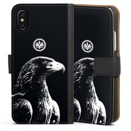 DeinDesign iPhone X Handy Klapph&uuml;lle Handyh&uuml;lle aus Kunst Leder schwarz Flip Case Attila Official Licensed Product Eintracht Frankfurt Sideflip mit langer Lasche