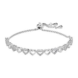 UNIQUE Silberarmband Armband Herzen aus Sterlingsilber mit Zirkonia, silberfarben