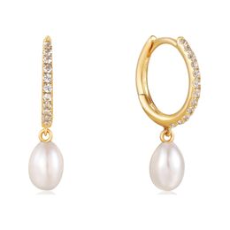 Ania Haie Paar Creolen Damen-Creolen 585er Gelbgold Saphir (Paar), goldfarben