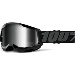 100% Motorradbrille 100% Strata V2 goggle Motocross Brille Schwarz (Verspiegelt)