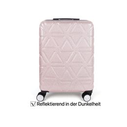 NEWCOM Hartschalen-Trolley Reisekoffer mit TSA Schloss Reflektorstoff Glanz Glitzer