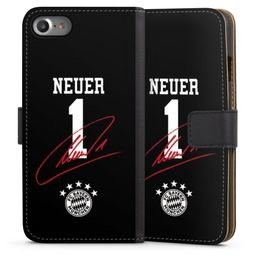 DeinDesign iPhone SE (2020) Handy Klapph&uuml;lle Handyh&uuml;lle aus Kunst Leder schwarz Flip Case Fc Bayern M&uuml;nchen Manuel Neuer Fcb Sideflip mit Lasche