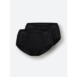 WITT Damen H&uuml;ftslip mit transparentem Spitzeneinsatz, schwarz, Gr&ouml;&szlig;e 48