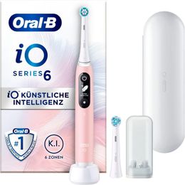 Oral-B Elektrische Zahnbürste iO Series 6, Aufsteckbürsten: 2 St., Magnet-Technologie, Display & Reiseetui, rosa