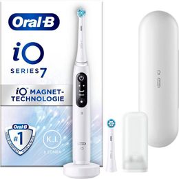 Oral-B Elektrische Zahnbürste iO 7, Aufsteckbürsten: 2 St., mit Magnet-Technologie, Display, 5 Putzmodi, Reiseetui, weiß