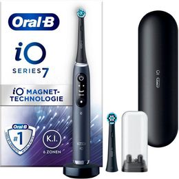 Oral-B Elektrische Zahnbürste iO 7, Aufsteckbürsten: 2 St., mit Magnet-Technologie, Display, 5 Putzmodi, Reiseetui, schwarz