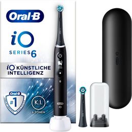 Oral-B Elektrische Zahnbürste iO 6, Aufsteckbürsten: 2 St., mit Magnet-Technologie, Display, 5 Putzmodi, Reiseetui, schwarz