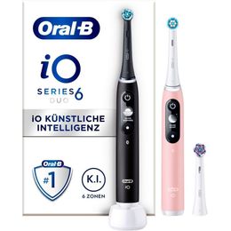 Oral-B Elektrische Zahnbürste iO 6 Duopack, Aufsteckbürsten: 3 St., mit Magnet-Technologie, Display, 5 Putzmodi, schwarz