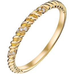 Firetti Fingerring Schmuck Geschenk Gold 585 Goldring Twisted Diamond, mit Brillanten, gelb|goldfarben