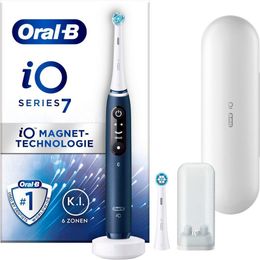 Oral-B Elektrische Zahnbürste iO 7, Aufsteckbürsten: 2 St., mit Magnet-Technologie, Display, 5 Putzmodi, Reiseetui, blau