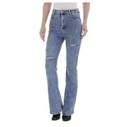Ital-Design Bootcut-Jeans Damen Freizeit Destroyed-Look Stretch Bootcut Jeans in Blau