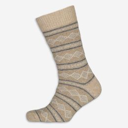 TK Maxx Beigefarbene Natural Stricksocken mit Rautenmuster