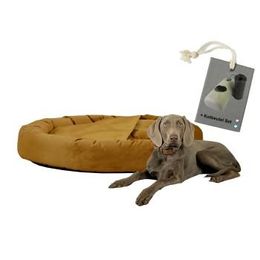 Rohrschneider ® Hundekissen inkl. Gratis-Beigabe, Kuschelhöhle "Denver" gelb L