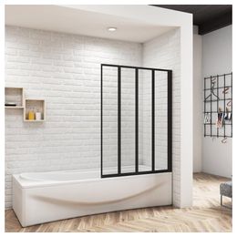 duschspa Badewannenaufsatz 4mm 4-teilig schwarz Duschwand Trennwand Faltwand Badewannenaufsatz