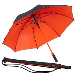 Euroschirm® Stockregenschirm birdiepal® seasons, schwarz/orange, schwarz / orange, Automatik, Schultertragegurt, UV-Schutz 50+, orange|schwarz