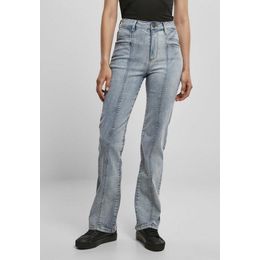 Urban Classics Bequeme Jeans Damen Ladies High Waist Straight Slit Denim Pants (1-tlg), schwarz