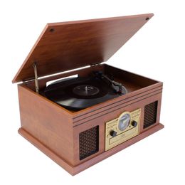 Kärcher Karcher NO-036 Nostalgie Musikcenter aus Holz -Bluetooth Kompaktanlage mit Plattenspieler