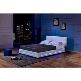 Home Deluxe LED Bett Asteroid 140 x 200, Weiß