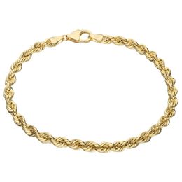 Armband Luigi Merano "Kordelkette, hohl, Gold 585" Armbänder Gr. 19 cm, Gelbgold 585, goldfarben (gold) Damen Armbänder