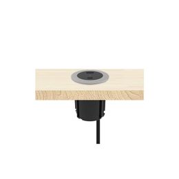 kalb USB Einbausteckdose mit 2 USB-Anschl&uuml;ssen, 54mm rund f&uuml;r Montage in und an M&ouml;beln / Platten, mit EU-Stecker, inkl. farbiger Blenden