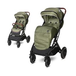 Lorelli Kinderwagen Storm Buggy, Fu&szlig;abdeckung, PU-R&auml;der, Sonnendach, verstellbar gr&uuml;n