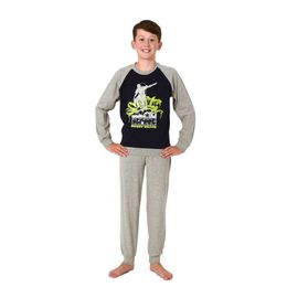 Normann Pyjama Jungen Pyjama langarm mit Bündchen Schlafanzug mit Skater Motiv