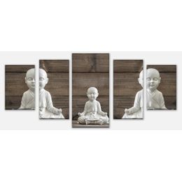 wandmotiv24 Mehrteilige Bilder Weiß sitzender Buddha