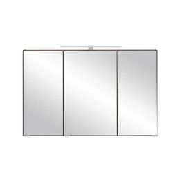 möbelando möbelando Badezimmerspiegelschrank Villach aus Spanplatte in matt grau mit 3 Türen und 6 Einlegeböden. Abmessungen (B/H/T) 100x64x20 cm