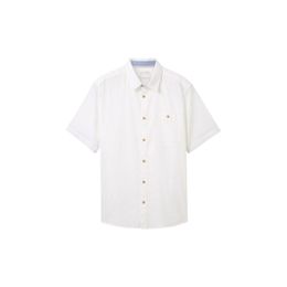 Tom Tailor Herren Regular Kurzarmhemd, weiß, Uni, Gr. XL