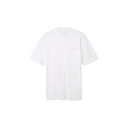 Tom Tailor Denim Herren T-Shirt mit Print, weiß, Print, Gr. XL