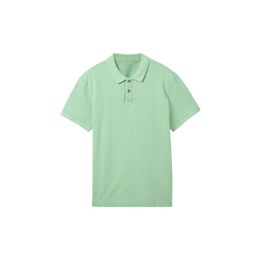 Tom Tailor Herren Poloshirt mit Logo Stickerei, grün, Uni, Gr. XXL