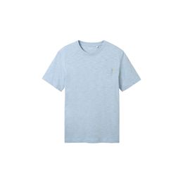 Tom Tailor Herren Basic T-Shirt in Melange Optik, blau, Melange Optik, Gr. XXL