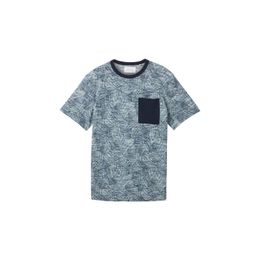 Tom Tailor Herren T-Shirt mit Allover Print, blau, Allover Print, Gr. XL