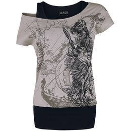 Black Premium by EMP Double-Layer-T-Shirt mit detailreichem Frontprint T-Shirt grau schwarz in L