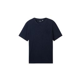 Tom Tailor Herren Basic T-Shirt in Melange Optik, blau, Melange Optik, Gr. XL