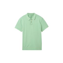 Tom Tailor Herren Poloshirt mit Logo Stickerei, grün, Uni, Gr. XL