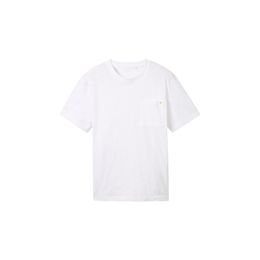 Tom Tailor Herren Basic T-Shirt in Melange Optik, weiß, Melange Optik, Gr. XL