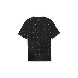 Tom Tailor Denim Herren T-Shirt mit Allover Print, schwarz, Allover Print, Gr. S