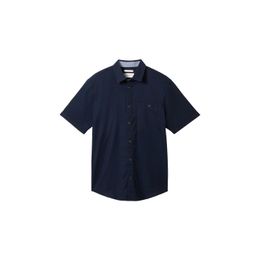 Tom Tailor Herren Basic Kurzarmhemd, blau, Uni, Gr. S
