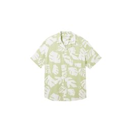 Tom Tailor Denim Herren Relaxed Hemd mit Allover-Print, grün, Allover Print, Gr. XL