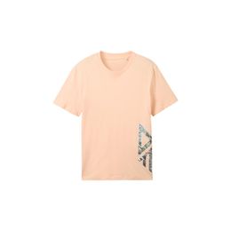 Tom Tailor Denim Herren T-Shirt mit Print, orange, Print, Gr. XL