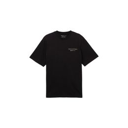Tom Tailor Denim Herren T-Shirt mit Print, schwarz, Print, Gr. XL