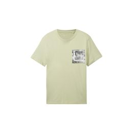 Tom Tailor Denim Herren T-Shirt mit Print, grün, Print, Gr. S