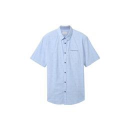 Tom Tailor Herren Kurzarmhemd mit Print, blau, Allover Print, Gr. XL